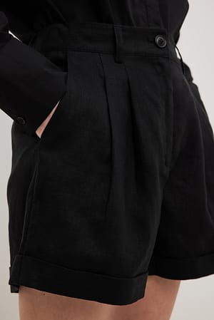 Linen Folded Shorts Black | NA-KD