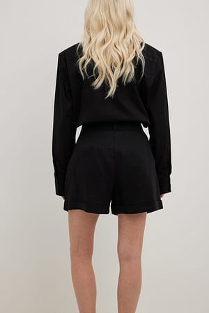 Linen Folded Shorts Black | NA-KD