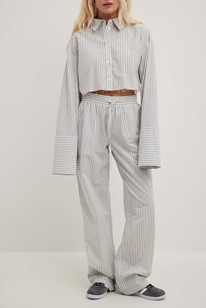 Drawstring Detail Striped Trousers White | NA-KD