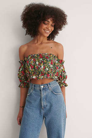 Off Shoulder Top Flower | NA-KD