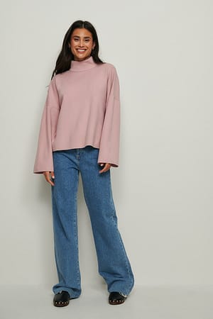 Open Back Knitted Polo Sweater Pink | NA-KD