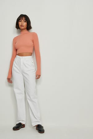 Open Back Ribbed Knitted Sweater Pink | NA-KD