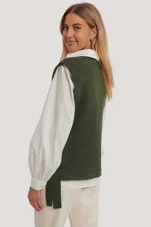 Open Side Knitted Vest Green | NA-KD