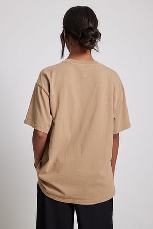 Los Angeles Printed Oversized Tee Beige | NA-KD