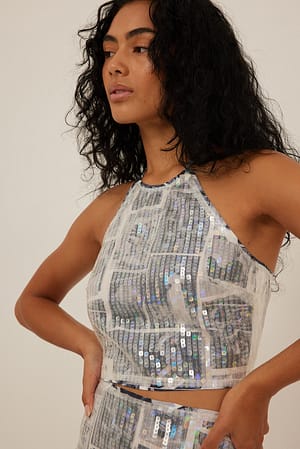 Printed Sequin Top Multicolor | NA-KD
