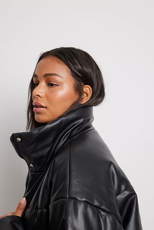 PU Padded Jacket Black | NA-KD