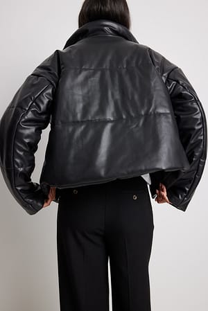 PU Padded Jacket Black | NA-KD