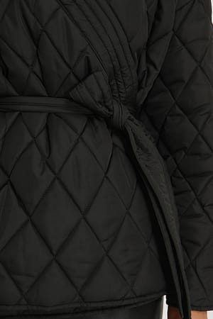 Quilted Kimono Jacket Black | NA-KD