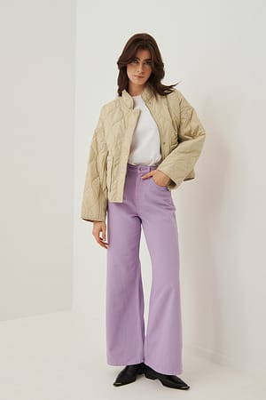 Quilted Padded Double Pocket Jacket Beige | NA-KD