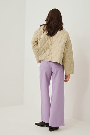 Quilted Padded Double Pocket Jacket Beige | NA-KD