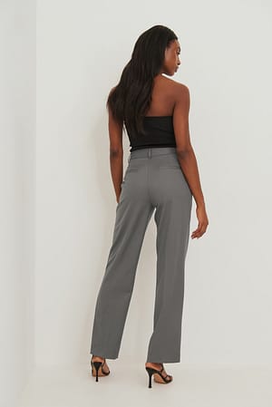 Mid Rise Suit Pants Grey | NA-KD
