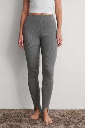 Ribbed Loop Tights Grey | NA-KD