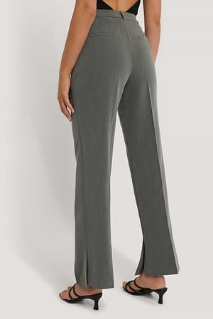 Side Slit Tailored Pants Grey | NA-KD