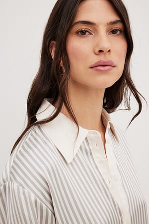 Striped Satin Shirt Stripe | NA-KD