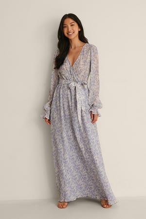Structured Overlap V-Neck Maxi Dress Flower | NA-KD