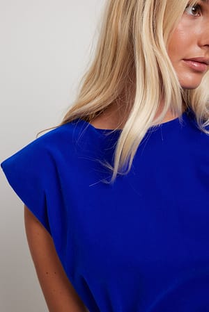 Velvet Wide Belt Mini Dress Blue | NA-KD