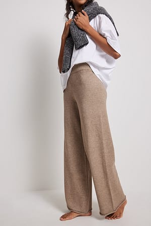 Wide Knitted Pants Beige | NA-KD