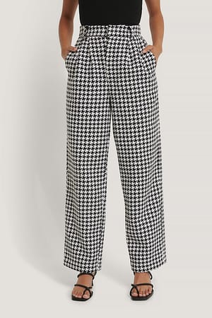 Wide Leg Houndstooth Pants Checkered | NA-KD