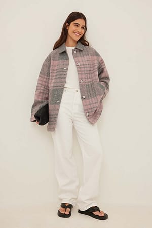 Wool Blend Checked Jacket Checkered | NA-KD
