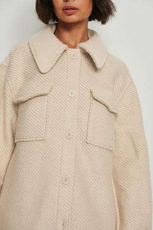 Wool Blend Overshirt Jacket Beige | NA-KD