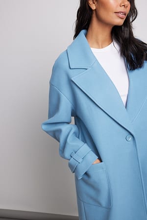 One Button Closure Coat Blue | NA-KD
