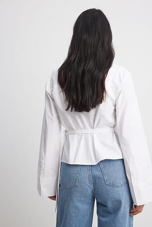 Overlap Detail Cotton Shirt White | NA-KD
