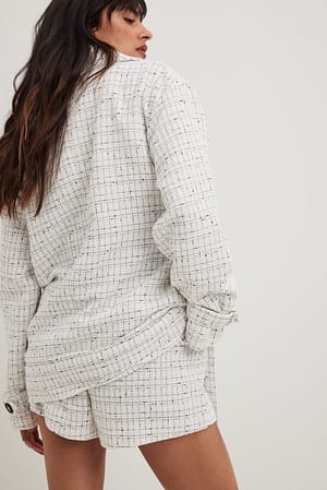 Pocket Detail Tweed Short Jacket Offwhite | NA-KD