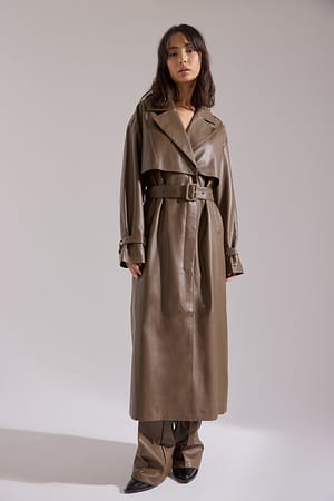 Pu Trench Coat Brown | NA-KD