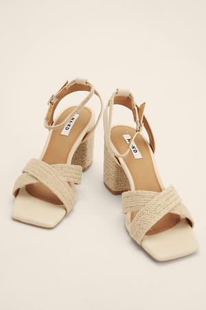 Raffia Braided Heels Beige | NA-KD