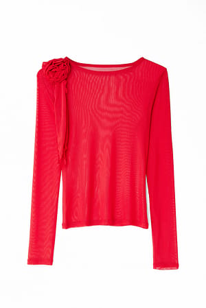 Rose Detail Top Red Na Kd