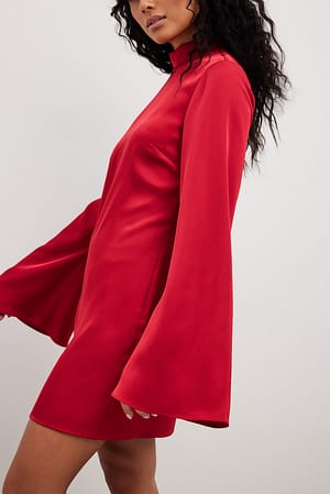 Rose Details Flowy Mini Dress Red | NA-KD