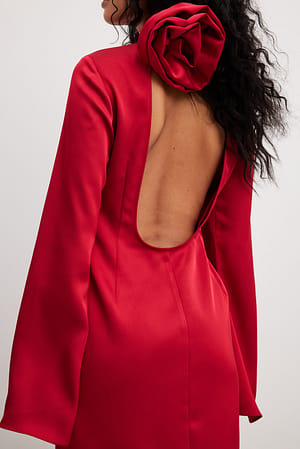 Rose Details Flowy Mini Dress Red | NA-KD