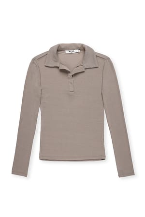Sheer Collar Top Brown | NA-KD