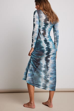Sheer Cut Out Detail Maxi Dress Blue | NA-KD