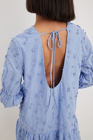 Sleeve Detail Deep Back Dress Blue | NA-KD