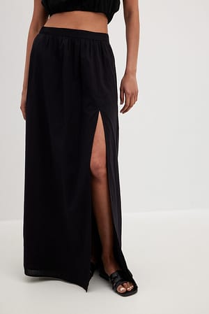 Slit Maxi Skirt Black Na Kd
