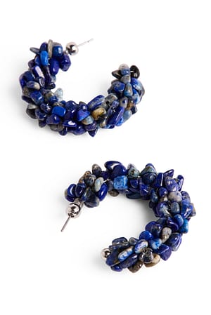 Colored Small Stone Hoops Blue | NA-KD
