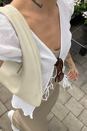 Structured Lace Detail Top White | NA-KD