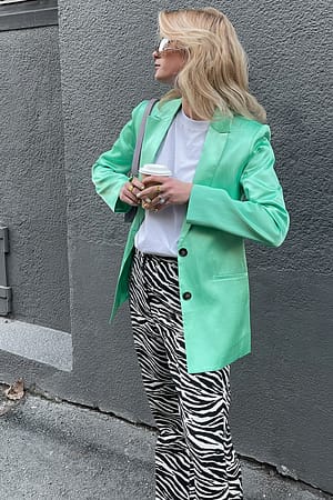 Structured Satin Blazer Blue | NA-KD