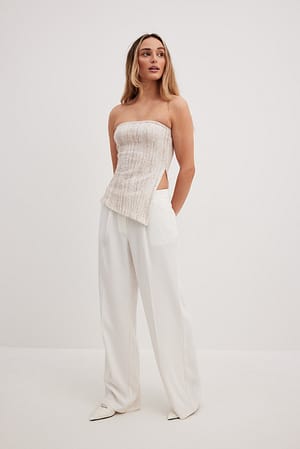 Structured Slit Detail Tube Top Beige | NA-KD