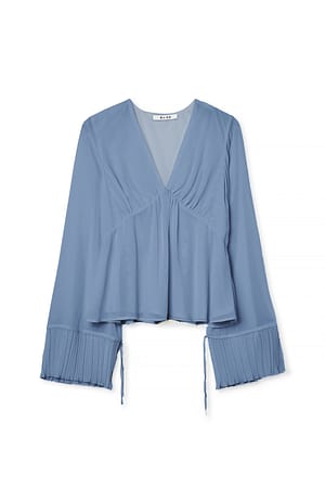 V-neck Flowy Blouse Blue | NA-KD