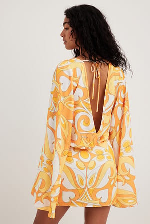 Wide Sleeve Open Back Dress Multicolor | NA-KD