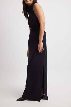 Woven Deep Back Maxi Dress Black | NA-KD