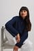 High Neck Zipped Knitted Sweater Navy | NA-KD