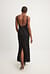 Linen Blend Open Back Maxi Dress Black | NA-KD
