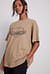 Los Angeles Printed Oversized Tee Beige | NA-KD