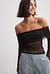 Off Shoulder Mesh Top Black | NA-KD
