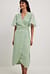 Overlap Short Sleeve Midi Dress Green | NA-KD