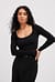 Scoop Neck Ribbed Top Black | NA-KD