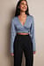 Tie Back V-neck Satin Blouse Blue | NA-KD